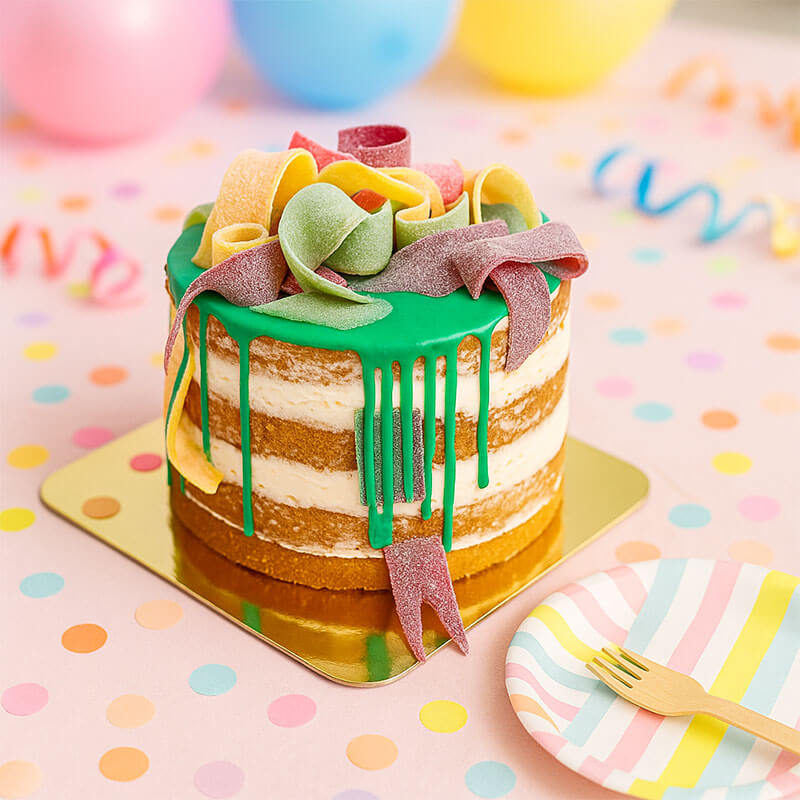Torte mit sauren Haribo Pasta Basta® Fruchtgummi-Streifen 🍰 deinetorte.de